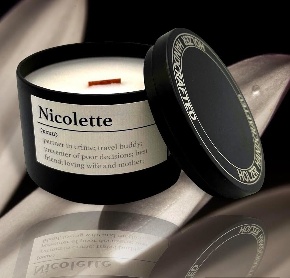 Personalized Crackling Wood Wick Scented Candle - Noun, Definition ...